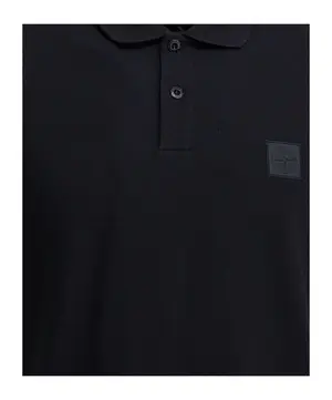 Stone Island Logo Patch Short Sleeved Polo Shirt - Blue