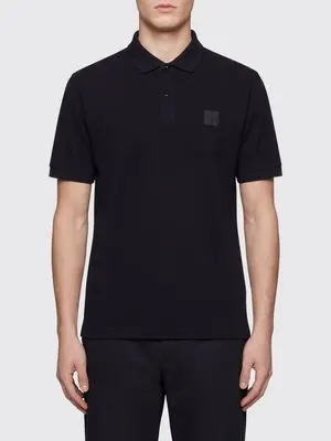 Stone Island Logo Patch Short Sleeved Polo Shirt - Blue