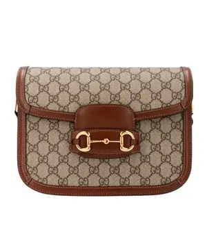 Gucci 1955 Horsebit Gg Supreme Shoulder Bag - Brown