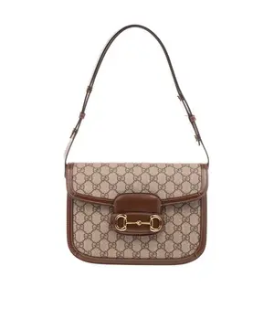 Gucci 1955 Horsebit Gg Supreme Shoulder Bag - Brown