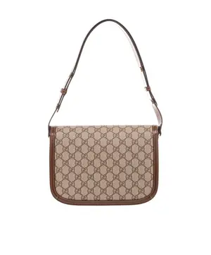 Gucci 1955 Horsebit Gg Supreme Shoulder Bag - Brown