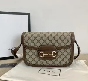 Gucci 1955 Horsebit Gg Supreme Shoulder Bag - Brown