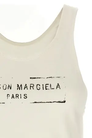 MAISON MARGIELA Logo Print Tank Top - Beige