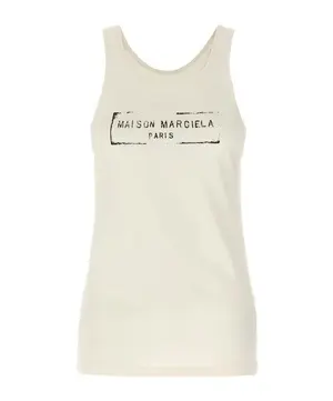 MAISON MARGIELA Logo Printed Tank Top - White