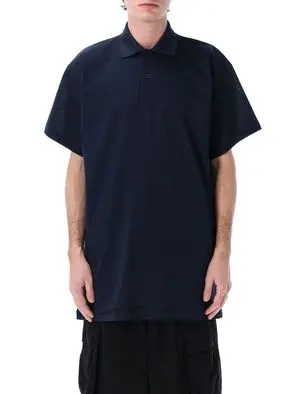 Balenciaga Logo Embroidered Polo Shirt - Navy Blue