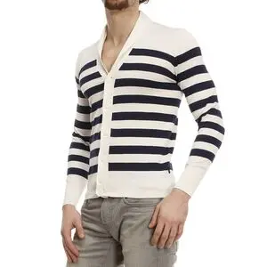 Emporio Armani Striped Knitted Cardigan - White