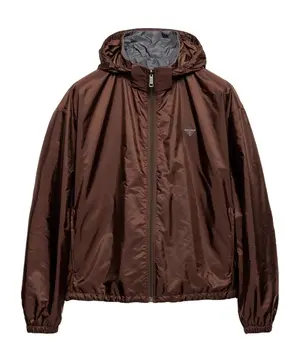Prada Reversible Zipped Hooded Jacket - Cocoa Brown/iron Gray