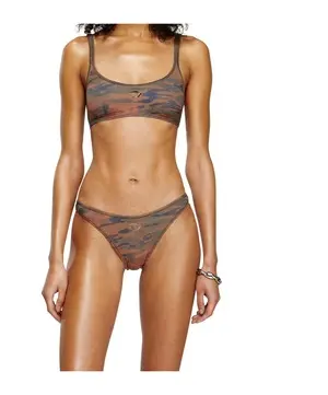 DIESEL® Camouflage Print Bikini Top - Brown
