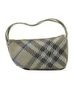 Burberry Checked Zipped Mini Knitted Shoulder Bag - Lichen Color