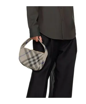 Burberry Checked Zipped Mini Knitted Shoulder Bag - Lichen Color