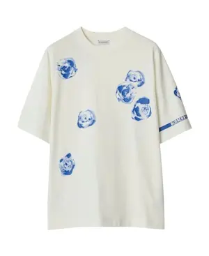 Burberry Floral Printed Crewneck T-shirt - White