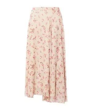 Isabel Marant Étoile Asymmetric Floral Print Midi Skirt - Beige