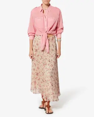 Isabel Marant Étoile Asymmetric Floral Print Midi Skirt - Beige