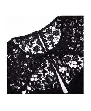 SELF-PORTRAIT Lace Cropped Top With Corset Neckline And Tie Detail