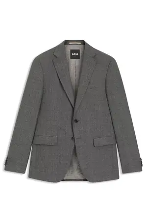 Hugo Boss Micro-patterned Slim-fit Jacket In Virgin Wool