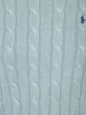 Polo Ralph Lauren Cable Knit Jumper With Embroidered Pony - Light Blue