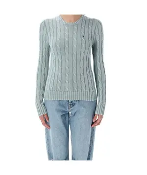 Polo Ralph Lauren Cable Knit Jumper With Embroidered Pony - Light Blue