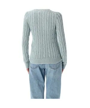 Polo Ralph Lauren Cable Knit Jumper With Embroidered Pony - Light Blue