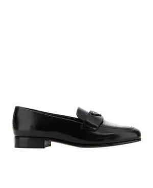 Prada Brushed Leather Loafers - Black