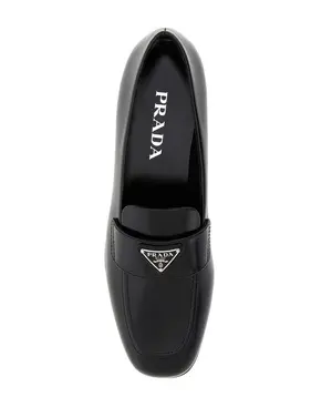 Prada Brushed Leather Loafers - Black