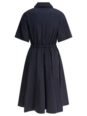 Prada Short-sleeved Technical Pongé Dress - Blue