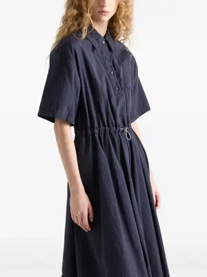 Prada Short-sleeved Technical Pongé Dress - Blue