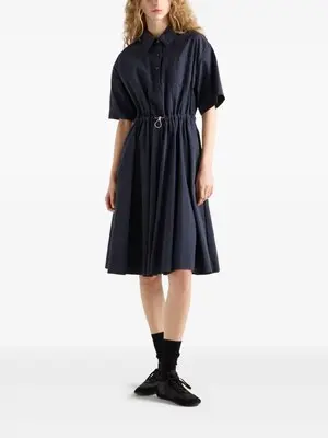 Prada Short-sleeved Technical Pongé Dress - Blue