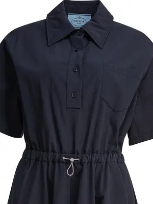 Prada Short-sleeved Technical Pongé Dress - Blue