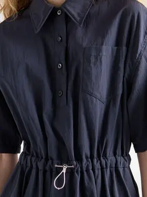 Prada Short-sleeved Technical Pongé Dress - Blue