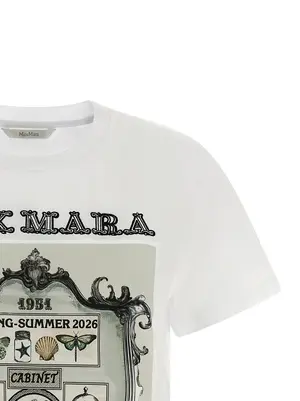 Max Mara Spadino Graphic Printed Jersey T-shirt - White