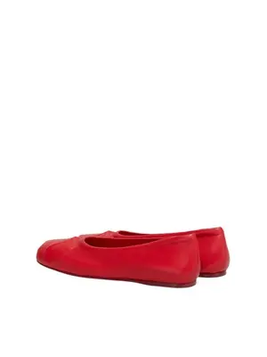 Marni Nappa Leather Bow Ballet Flats - Red