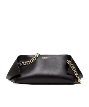 FERRAGAMO Gancini Chain Shoulder Bag - Black