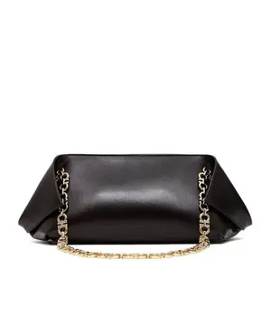 FERRAGAMO Gancini Chain Shoulder Bag - Black