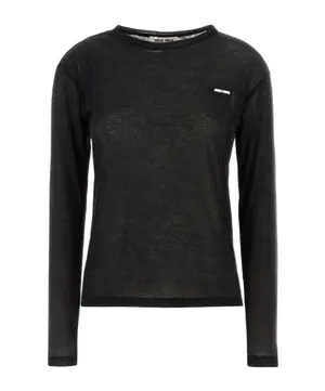 Miu Miu Logo Patch Long-sleeved T-shirt