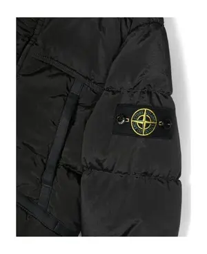 Stone Island Down Jacket Blouson With Logo Patch