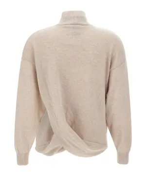 Marella Stand Collar Pullover Sweater With Ruched Hem