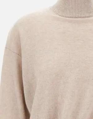 Marella Stand Collar Pullover Sweater With Ruched Hem
