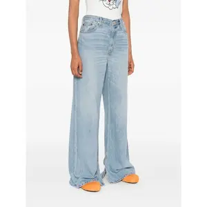 RE/DONE Light Wash Wide Leg Jeans - Blue