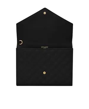 Saint Laurent Logo Plaque Envelope Clutch Bag - Black