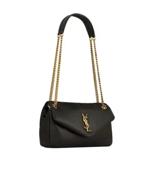 Saint Laurent Calypso Logo Plaque Shoulder Bag - Black