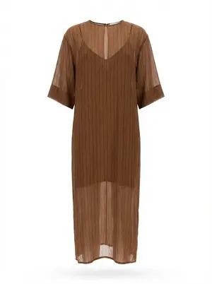 ALYSI Short Sleeved Striped Midi Dress