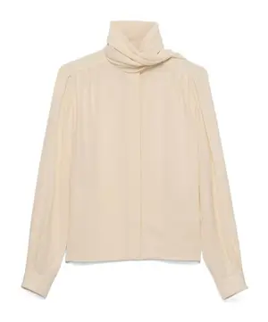 Prada Scarf Detailed Long-sleeved Shirt - Ivory