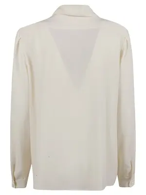Prada Scarf Detailed Long-sleeved Shirt - Ivory