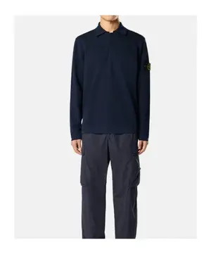 Stone Island Long-sleeved Knitted Polo Shirt