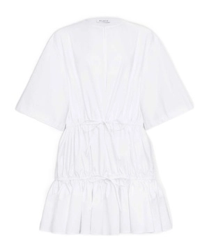 Alaïa Ruched Poplin Dress - White