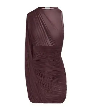 Magda Butrym Sheer Draped Ruched Mini Dress - Bordeaux