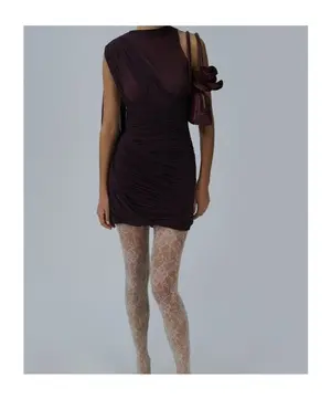 Magda Butrym Sheer Draped Ruched Mini Dress