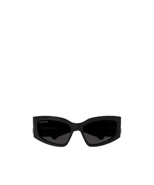 Balenciaga Logo Detail Rectangular Sunglasses - Black