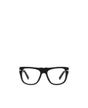 Persol Square Flat Mirror Eyeglasses - Black