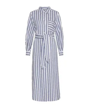 Marella Long Sleeve Striped Shirt Dress With Tie Waist